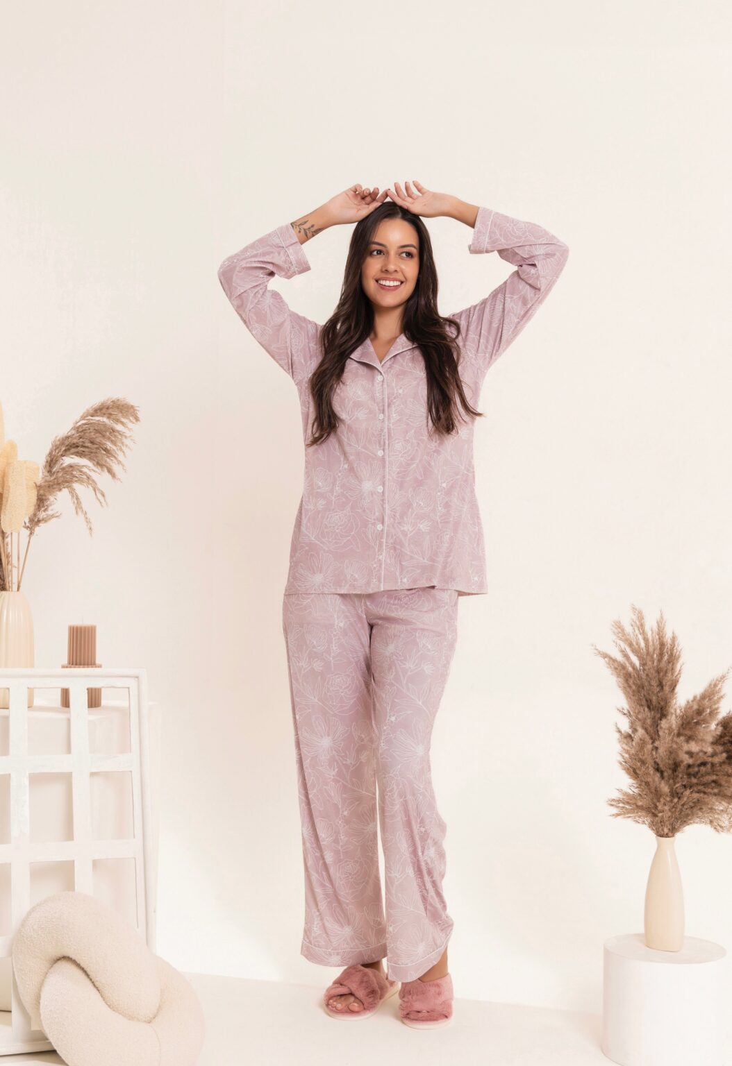 ‘Dusk Bloom’ Dark Floral Print Pajama Set, Moody Botanical Sleepwear ...